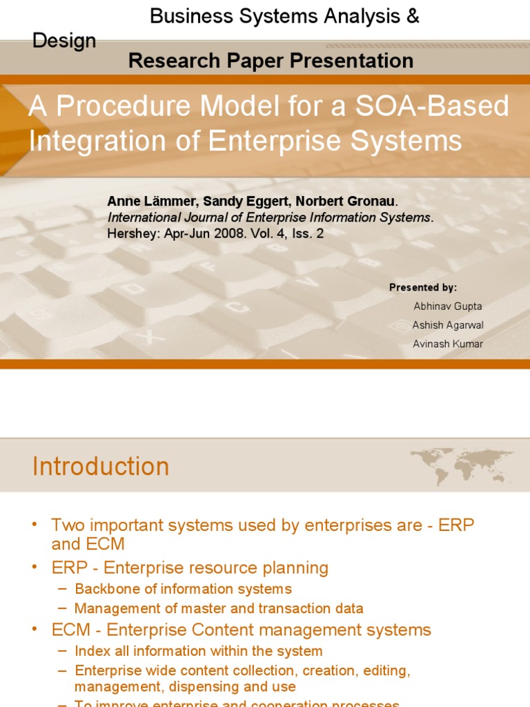 A Procedure Model For A SOA-Based Integration of Enterprise Systems ...