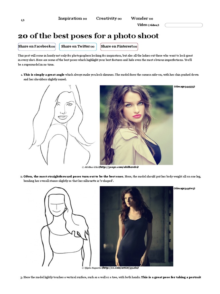 20 of The Best Poses For A Photo Shoot | PDF