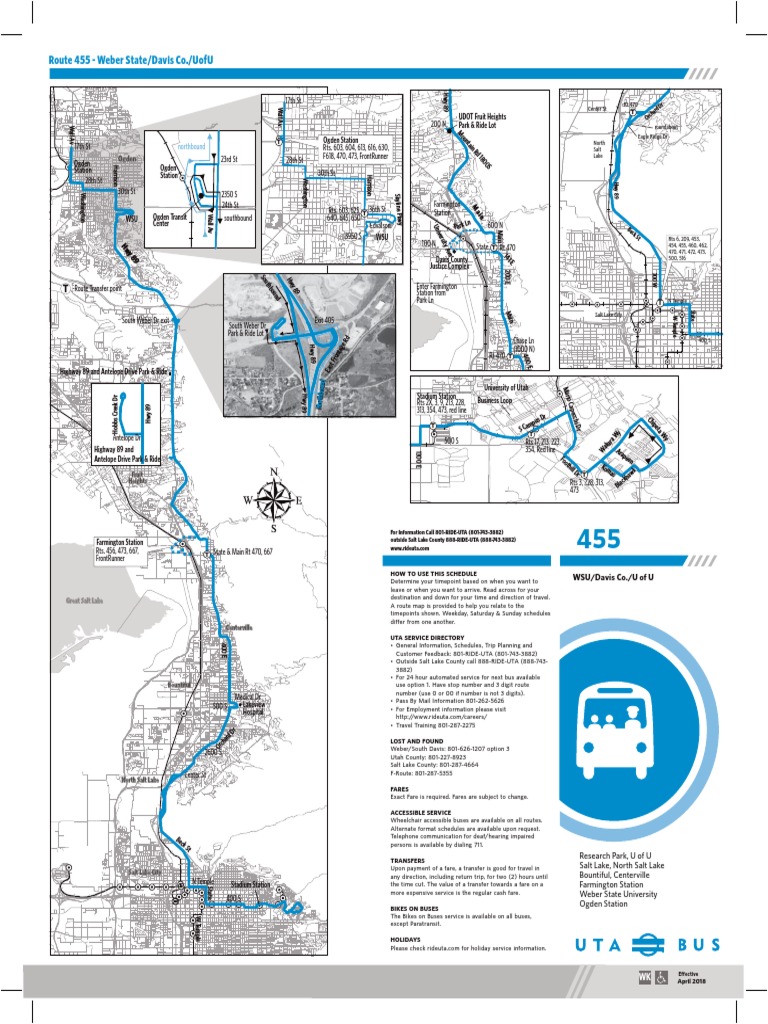 Route 455 - Weber State/Davis Co./Uofu: Ogden | PDF | Public Transport ...