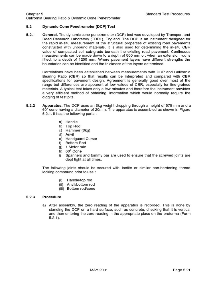 Dyanmic Cone Penetrometer (DCP) Test | PDF | Road Surface | Road