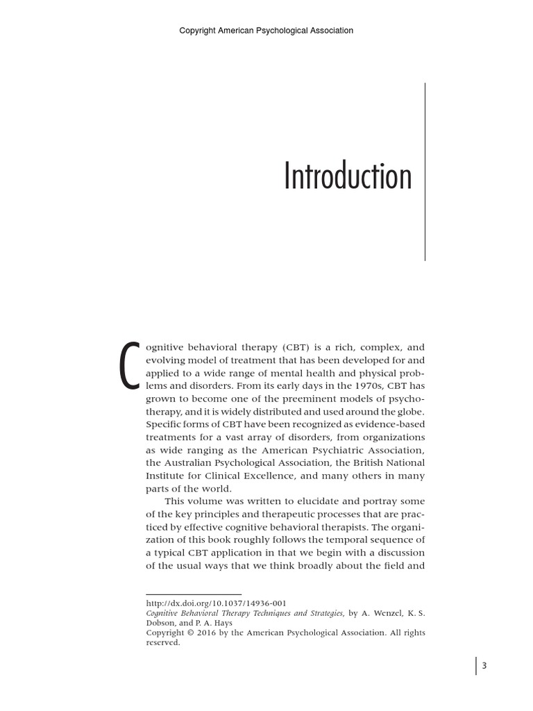 Introduction To CBT | PDF | Cognitive Behavioral Therapy | Psychotherapy