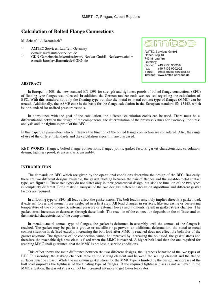 Calculation of Bolted Flange Connections | PDF | Strength Of Materials ...