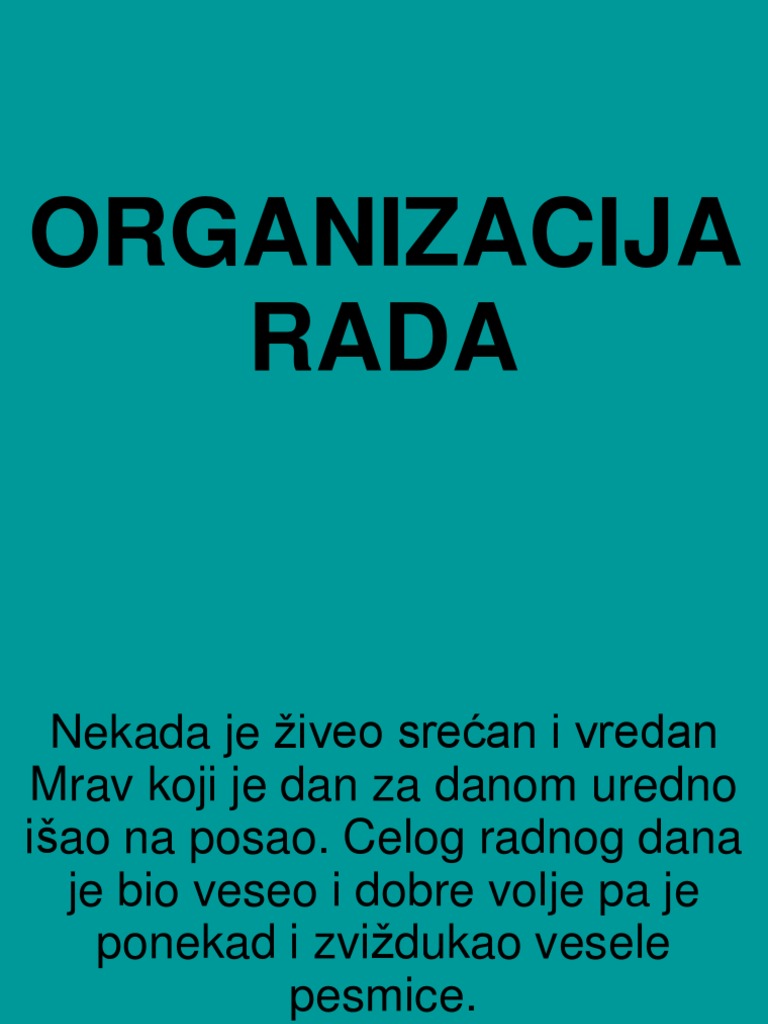 Organizacija Rada | PDF