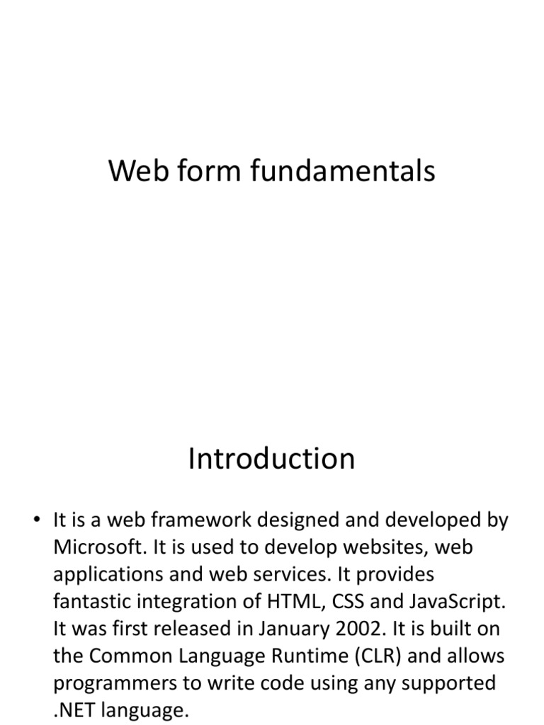 Web Form Fundamentals | PDF | Web Application | World Wide Web