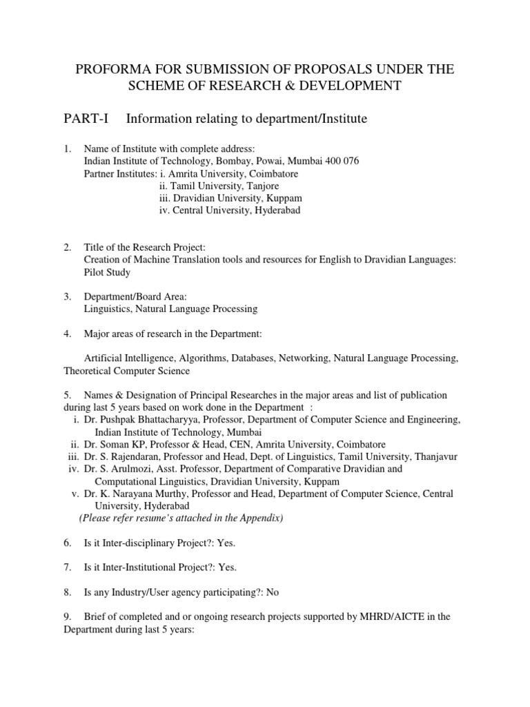 Project Proposal Format | PDF | Parsing | Translations