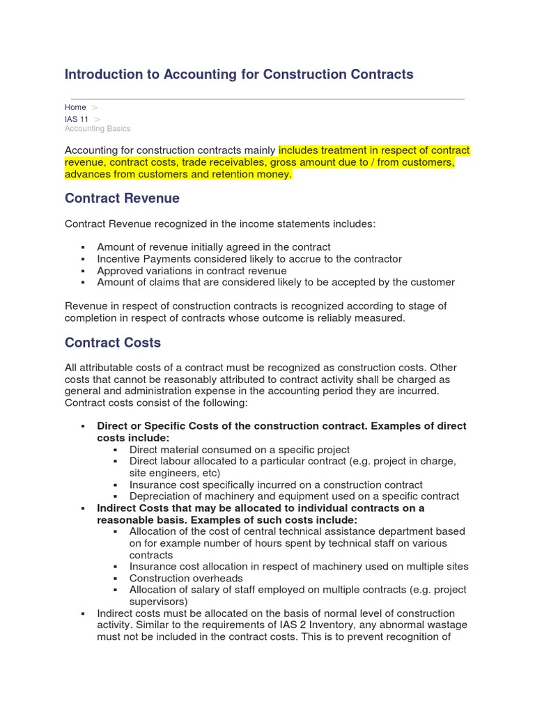 Construction Contract Accounting | PDF | Revenue | Earnings