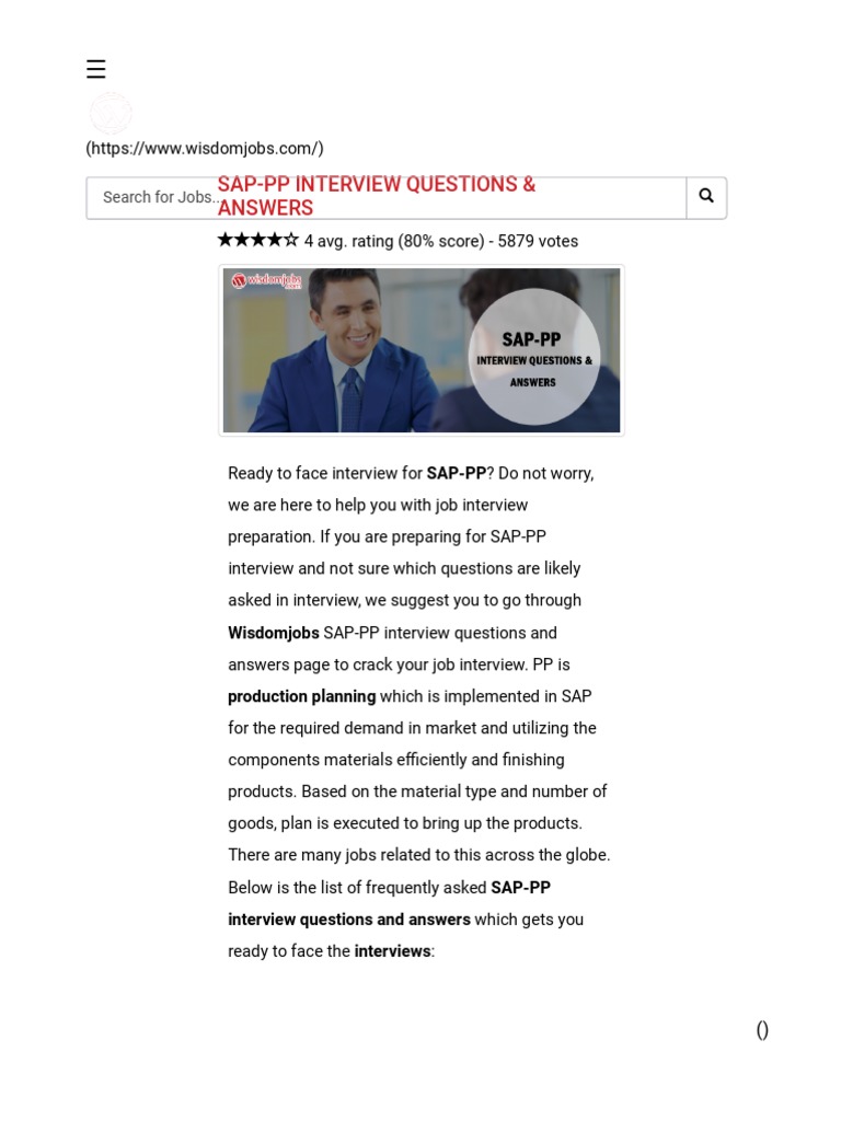 SAP-PP Interview Questions - Wisdom Jobs India | PDF | Service Level ...