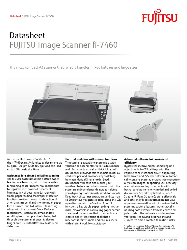 Datasheet: FUJITSU Image Scanner Fi-7460 | PDF | Image Scanner ...