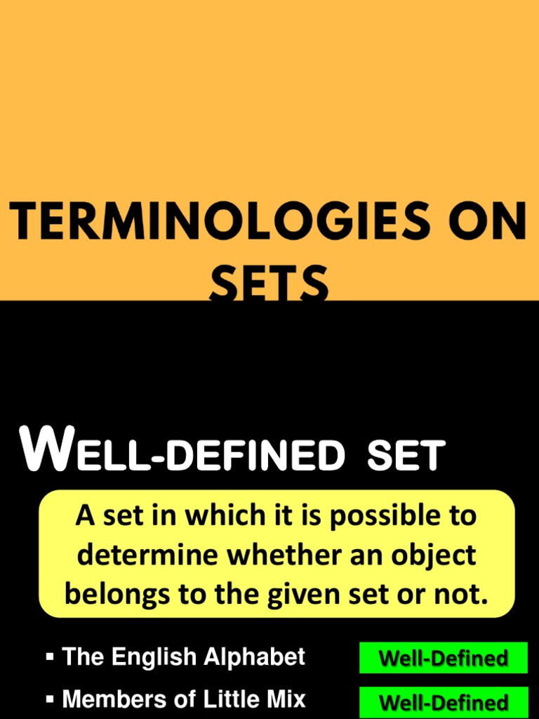 Terminologies On Sets - PPSX | PDF | Set (Mathematics) | Mathematical Logic