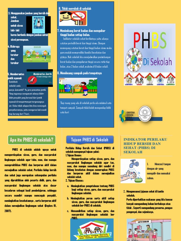 Leaflet Phbs Di Sekolah | PDF