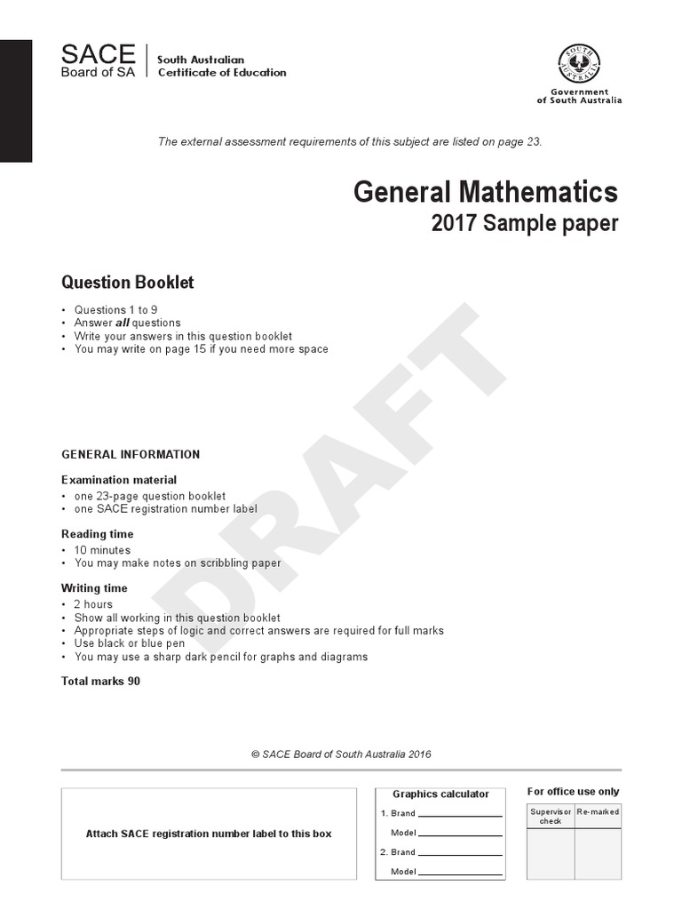 2017 Stage 2 General Mathematics - Sample Paper | PDF | Pension ...