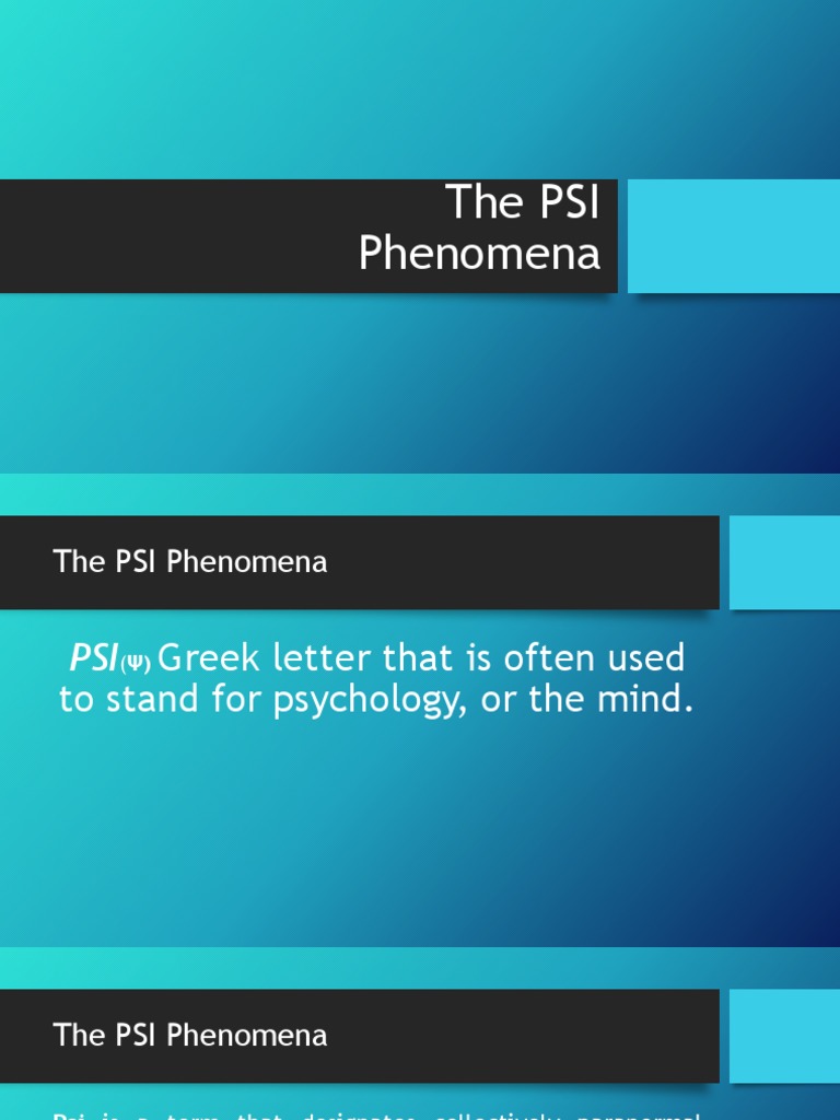 The PSI Phenomena Explained | PDF | Extrasensory Perception ...
