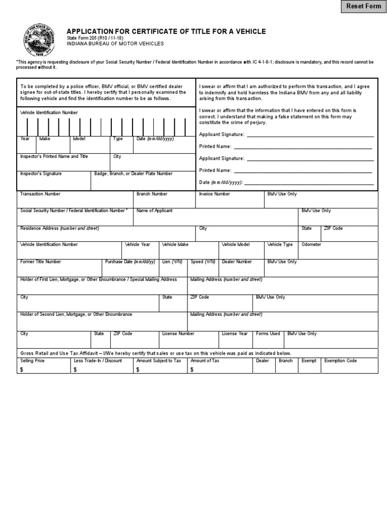 Application For Certificate of Title For A Vehicle | PDF | Use Tax ...