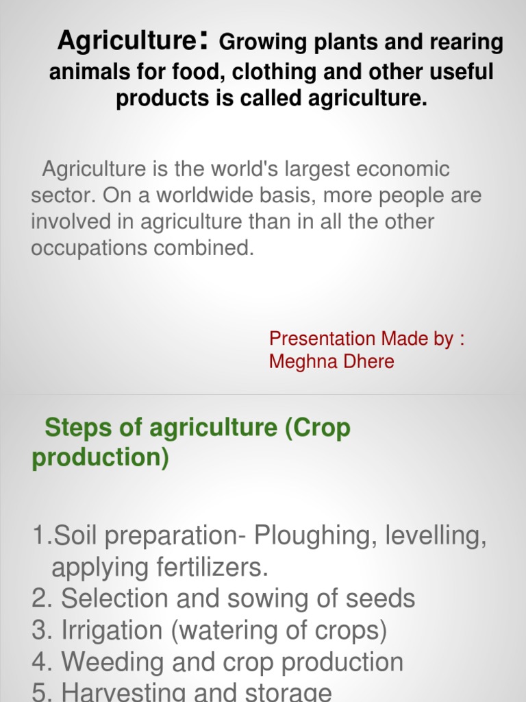 Agriculture: Growing Plants and Rearing Animals For Food, Clothing and ...