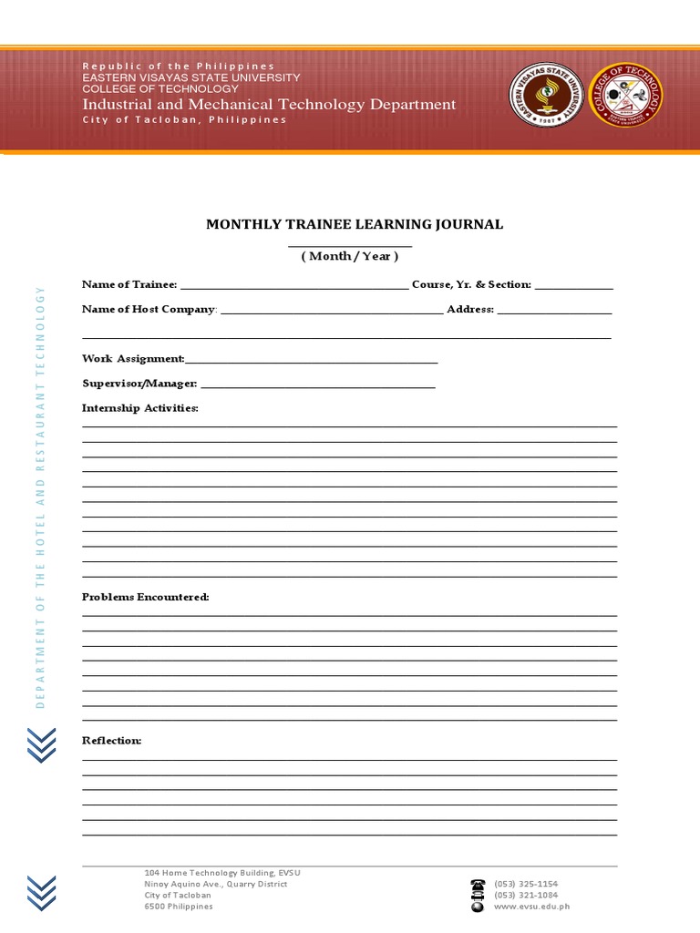 Industrial and Mechanical Technology Department: Monthly Trainee ...