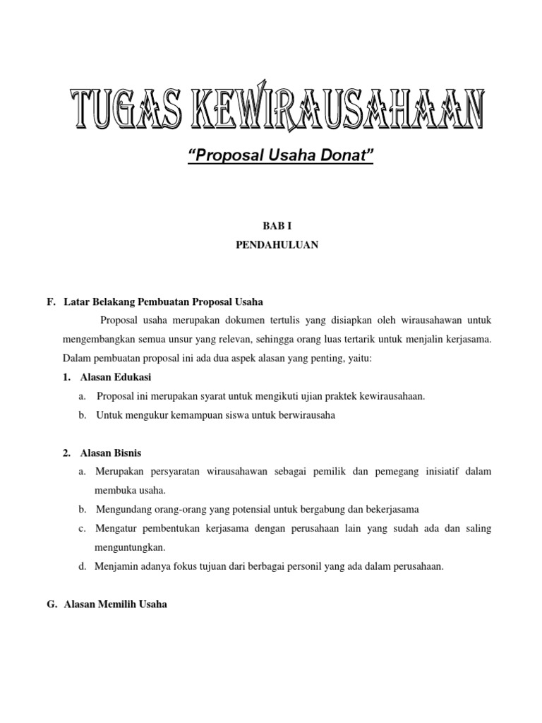 Proposal Usaha Donat | PDF
