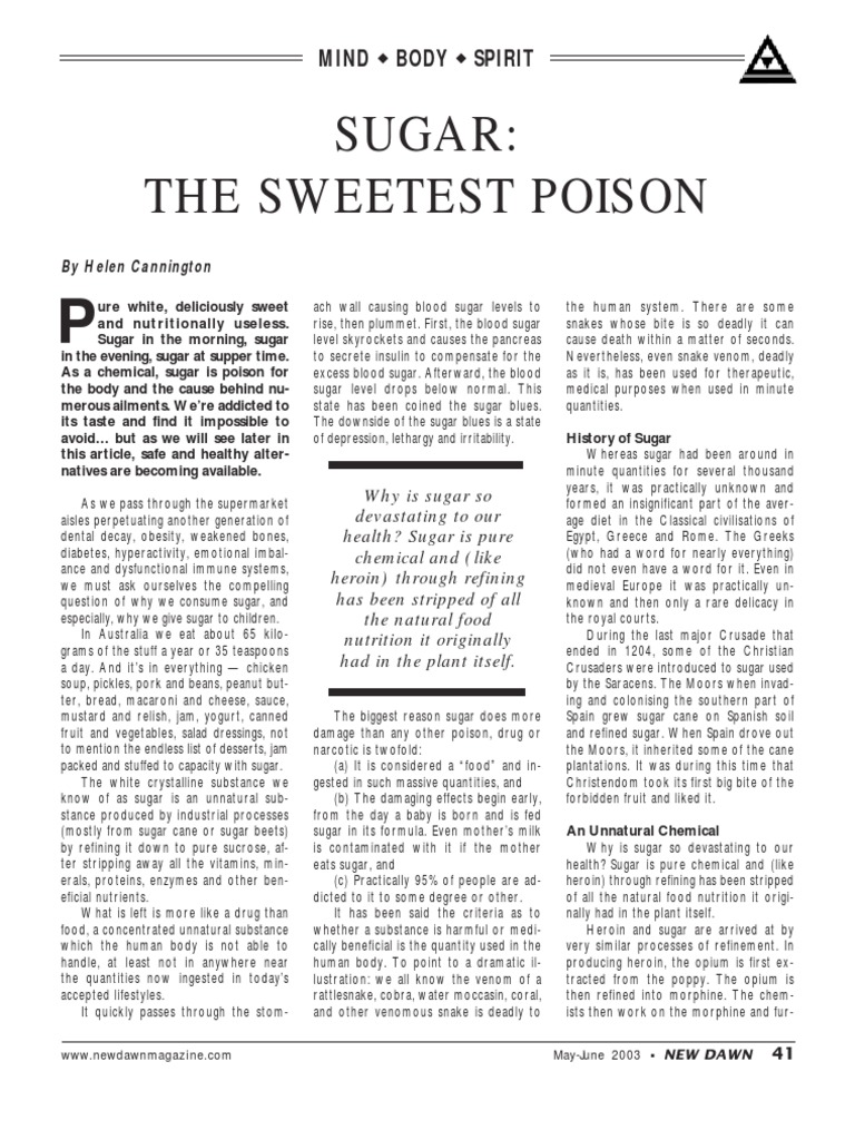 Sugar Is Sweet Poison | PDF | Sugar Substitute | Sugar