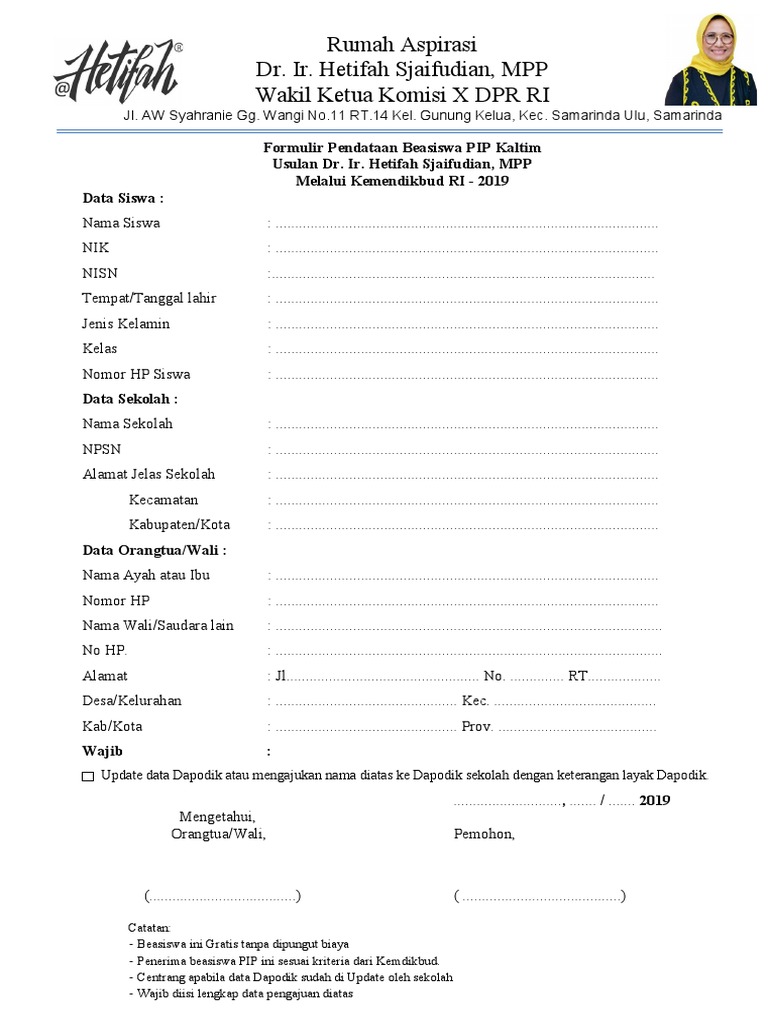Form Pip 2019 | PDF