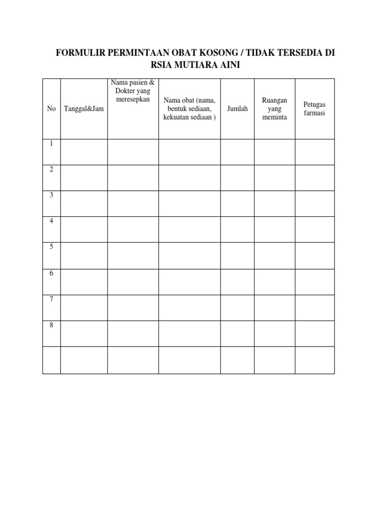 Form Permintaan Obat Kosong | PDF