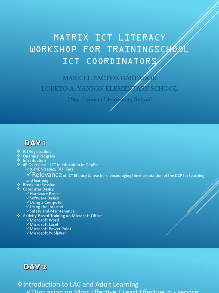 ICT Literacy Workshop for Educators | PDF