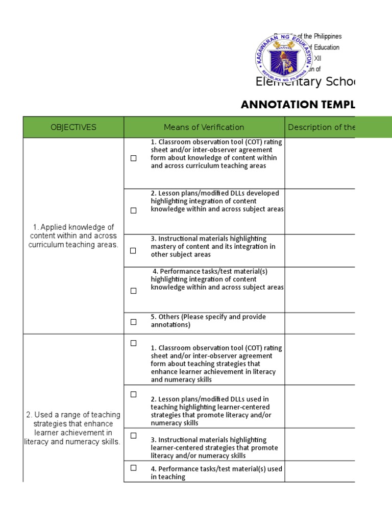 ANNOTATIONS For RPMS With Coaching Form | PDF | Educational Assessment ...