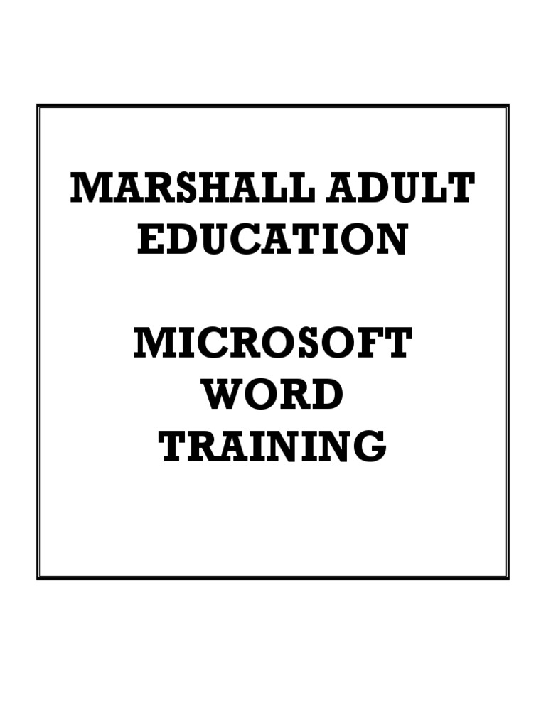 Marshall Adult Education Microsoft Word Training | PDF | Point And Click | Icon (Computing)