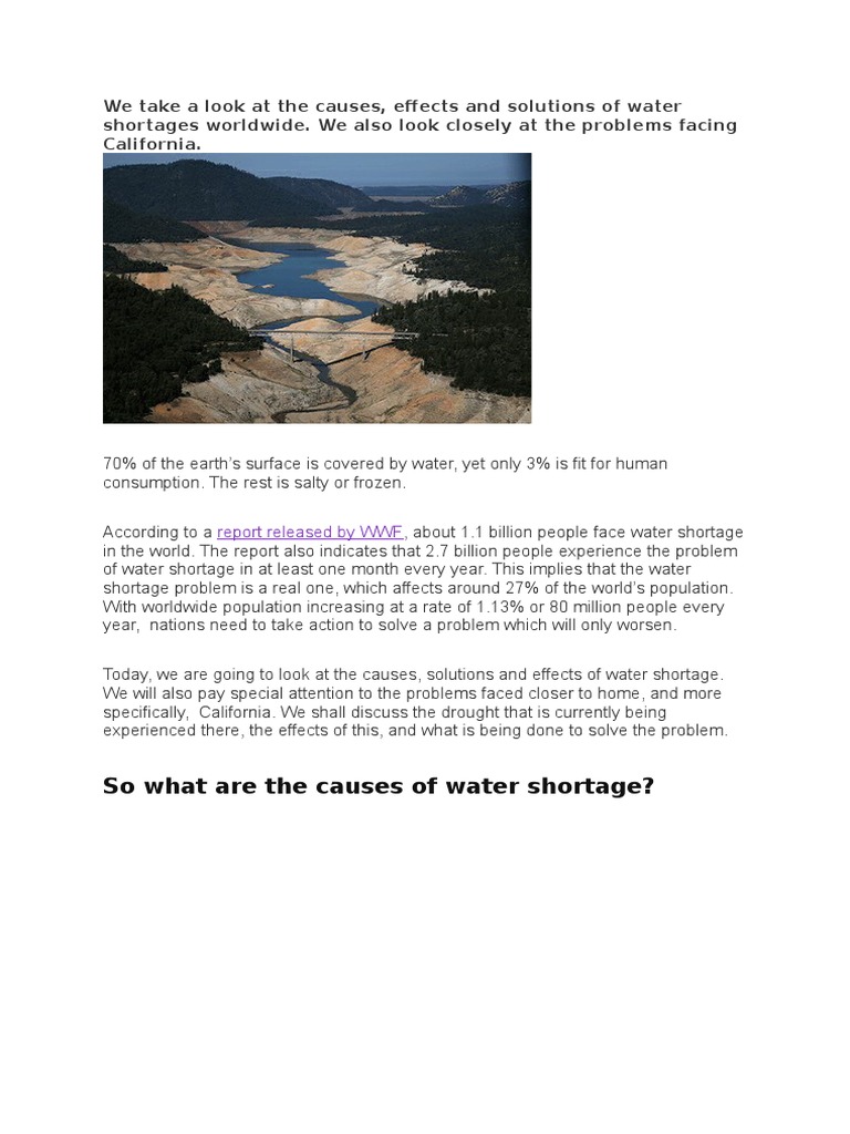 So What Are The Causes of Water Shortage? | PDF | Water Scarcity | Drought