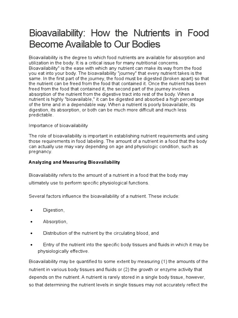 Bioavailability: How The Nutrients in Food Become Available To Our ...