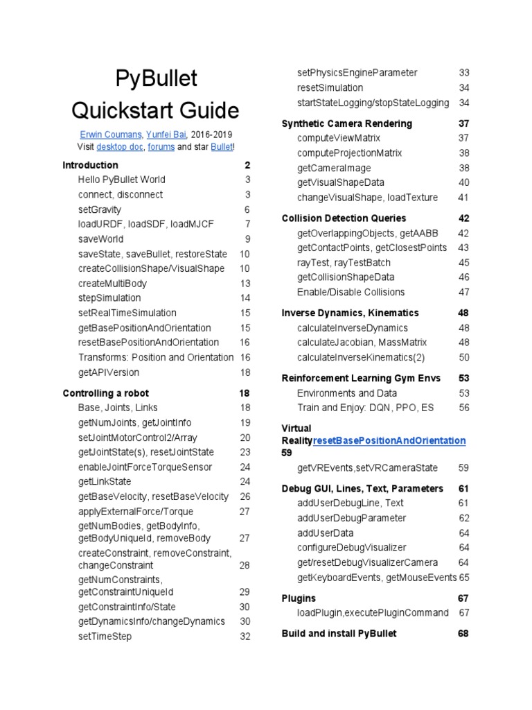 PyBullet Quickstart Guide | PDF | Port (Computer Networking) | Transmission Control Protocol