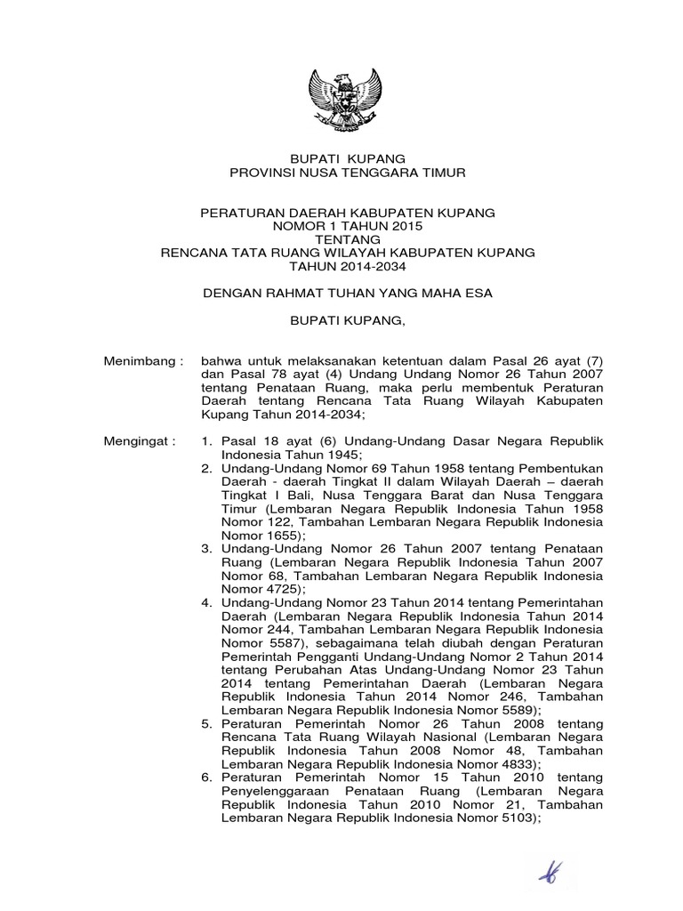 Perda RTRW Kab. Kupang | PDF