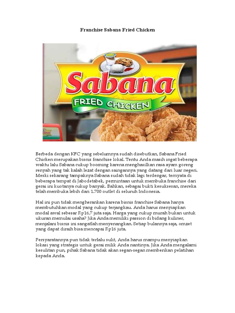 Franchise Sabana Fried Chicken | PDF