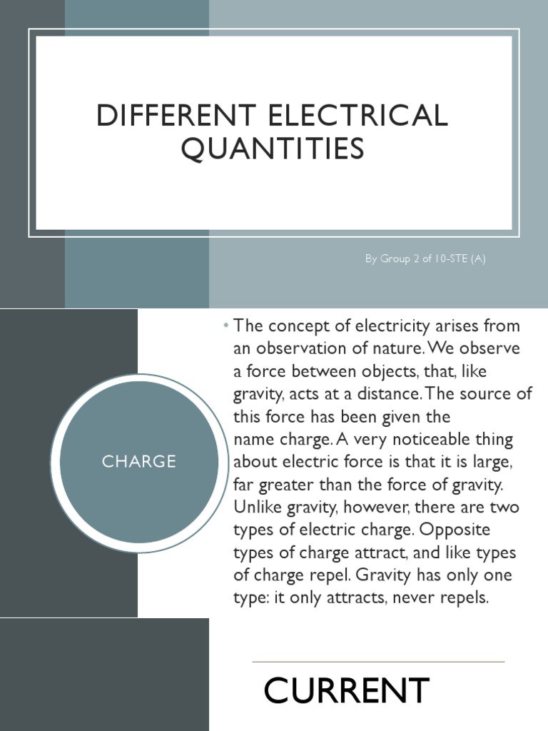 Different Electrical Quantities | PDF | Electric Charge | Electric Current