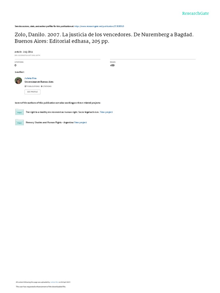 Reseña Danilo Zolo - Justicia Vencedores | PDF | Castigos | Justicia