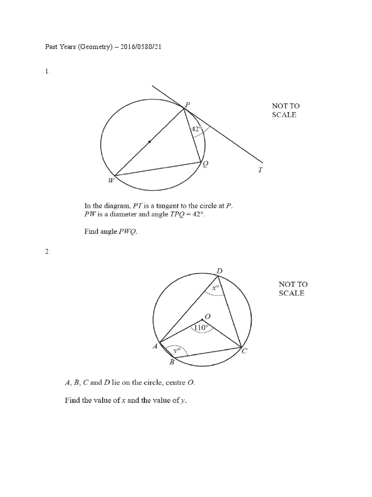 Past Years (Geometry) - 2016/0580/21 | PDF