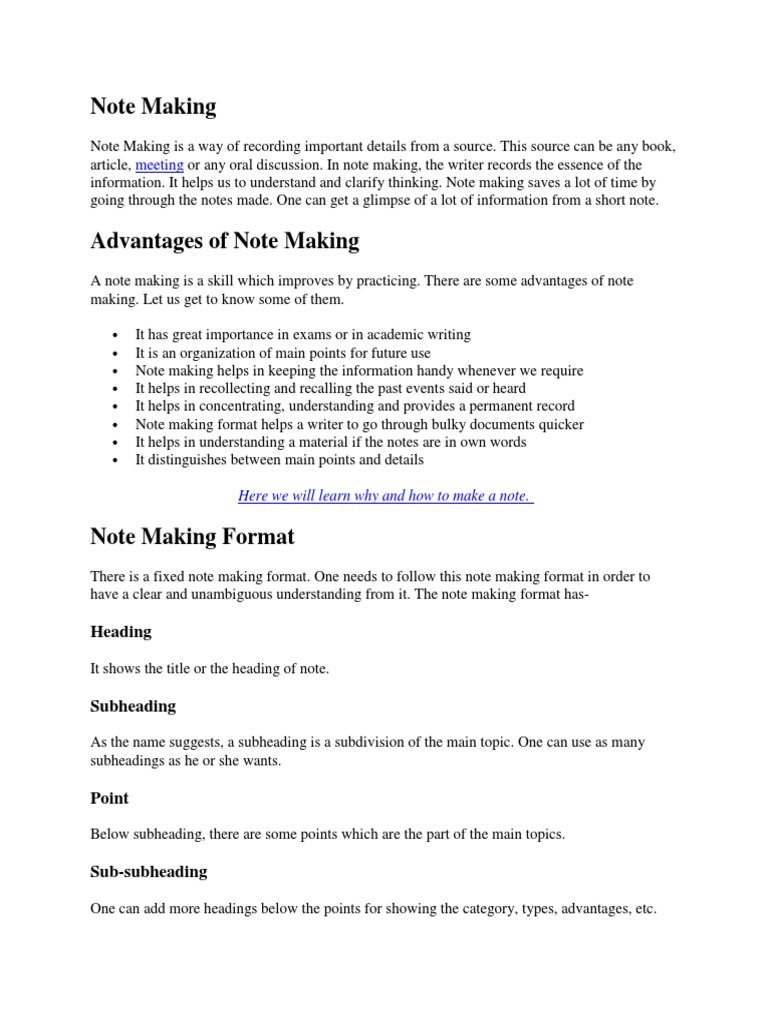 Note Making Styles | PDF | Information | Writers