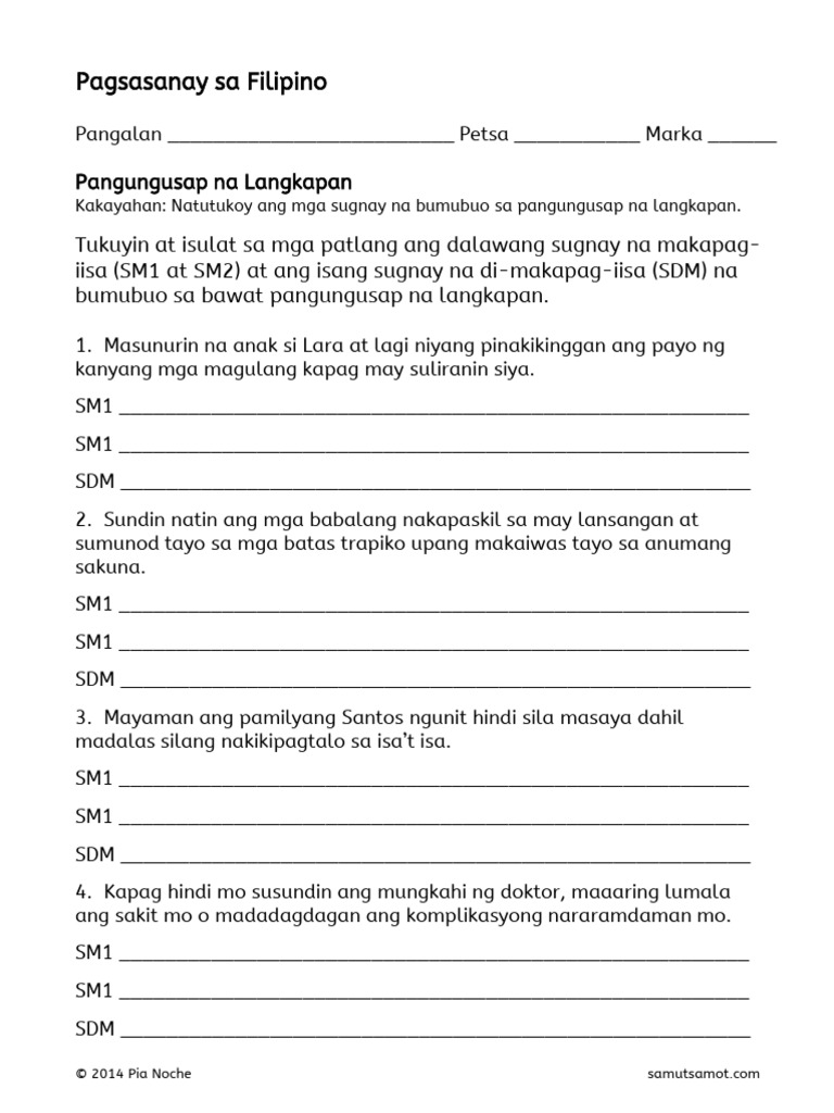 Pangungusap Na Langkapan - 1 1 PDF | PDF