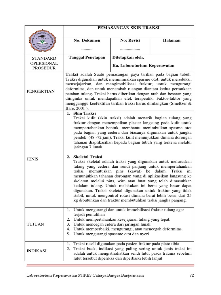 Pemasangan Skin Traksi | PDF