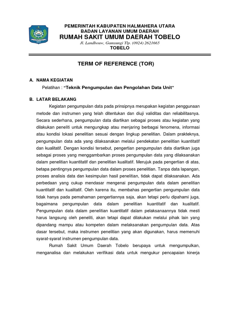 TOR Kegiatan Pelatihan PMKP | PDF