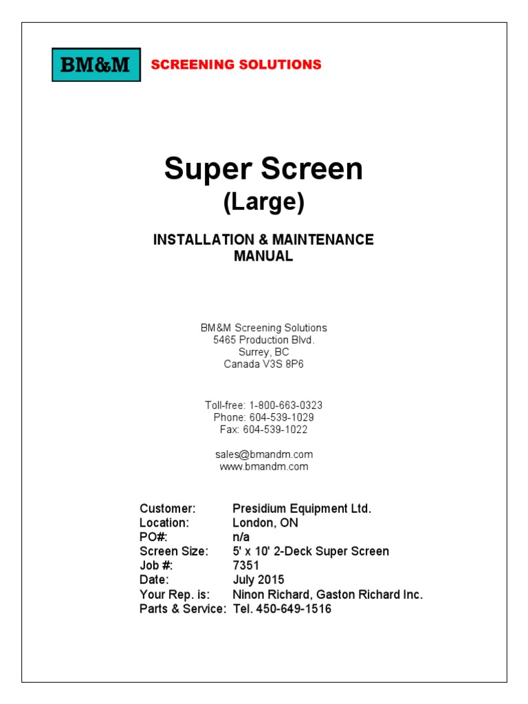 Super Screen Installation Guide | PDF | Belt (Mechanical) | Screw