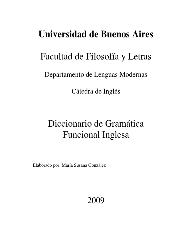 Diccionario de Gramática Funcional | PDF | Verbo | Palabra