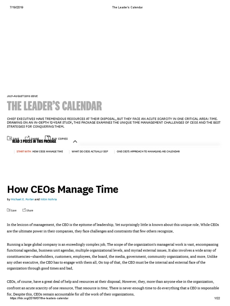Leaders Time Management | PDF | Chief Executive Officer | Leadership