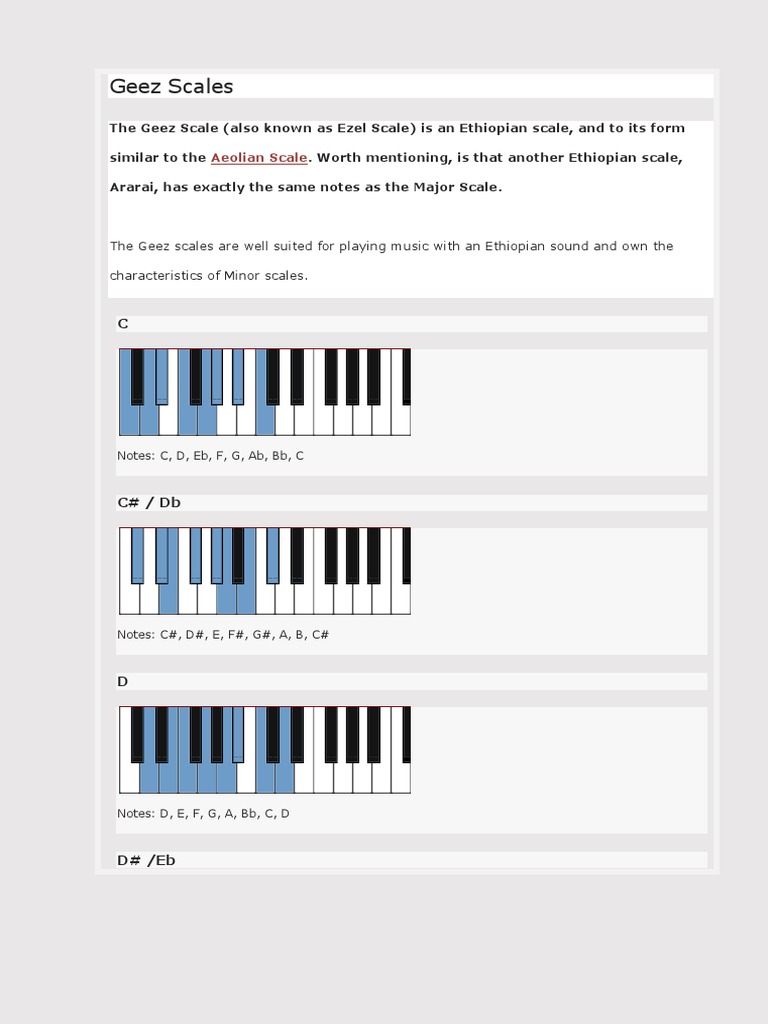Ethiopian (Geez) Scales - Overview With Pictures PDF | PDF | Language ...