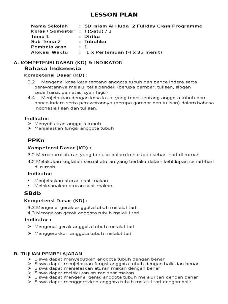 LESSON PLAN Tema 1 Subtema 2 | PDF | Sains & Matematika