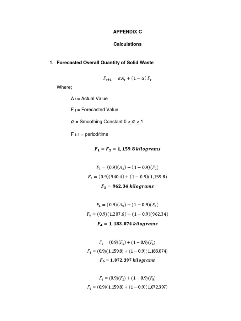 Appendix C Calculations | PDF | Waste Management | Materials
