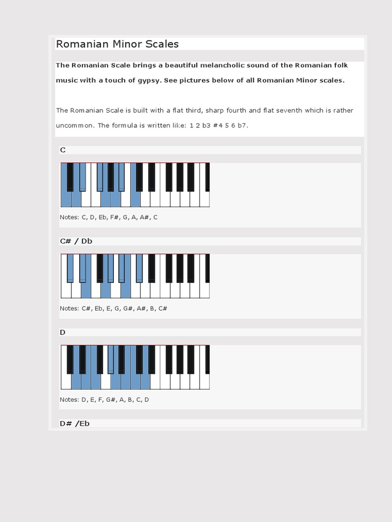 Romanian Minor Scales Guide | PDF