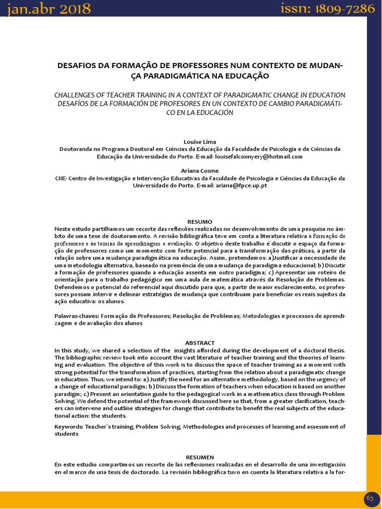 Desafios Da Formação De Professores Num Contexto De Mudança