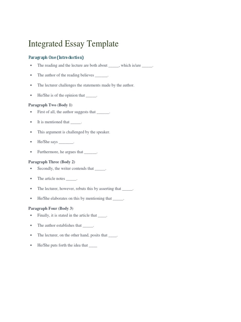 Integrated Essay Template | PDF