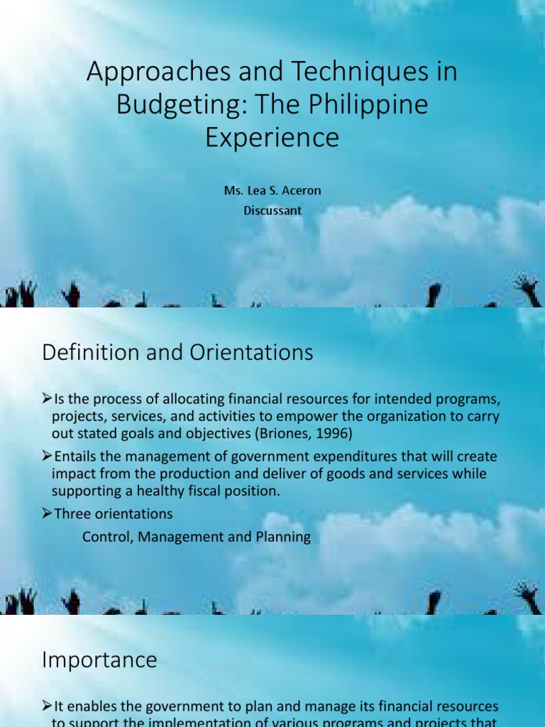 An Analysis of Budgeting Approaches and Techniques in the Philippine ...
