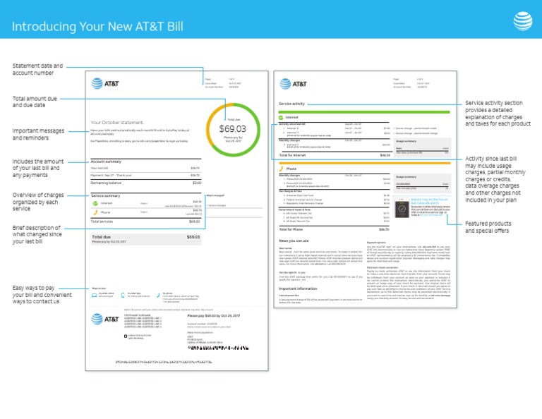AT&T Monthly Bill Example PDF | PDF | Fee | Invoice