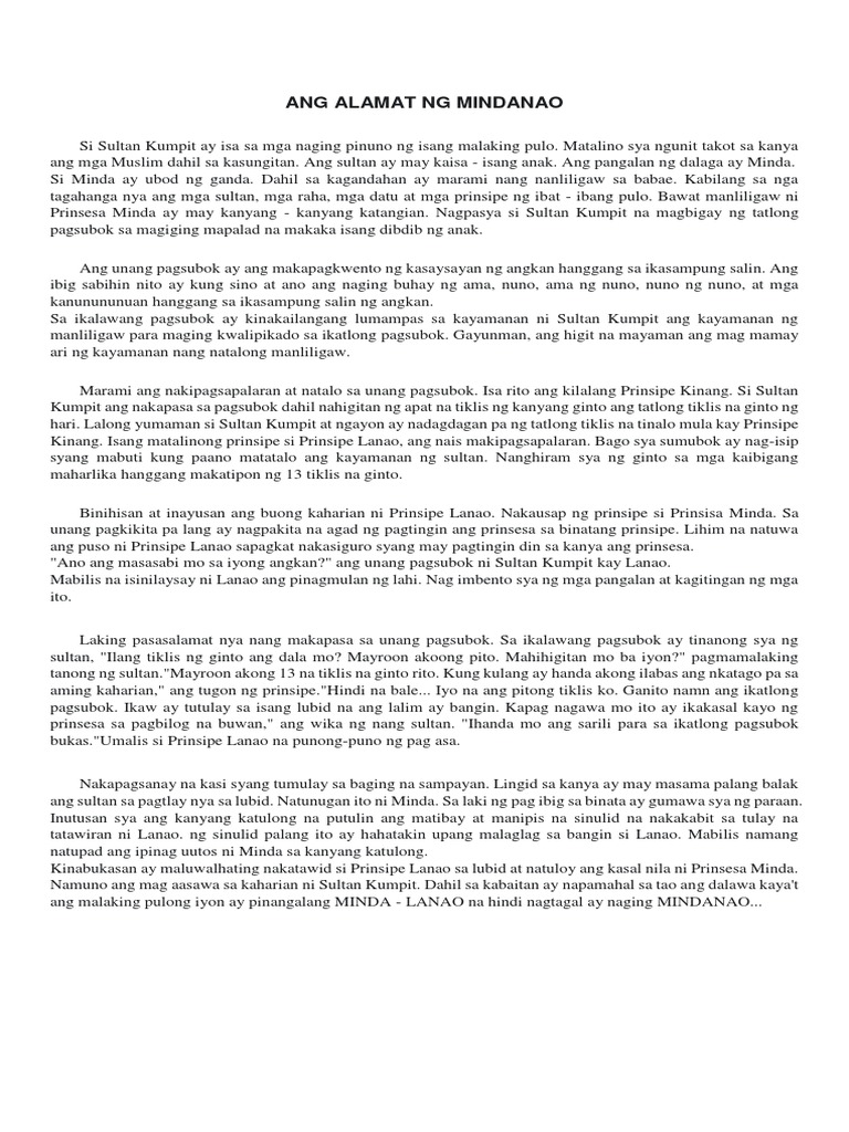 Alamat NG Mindanao | PDF